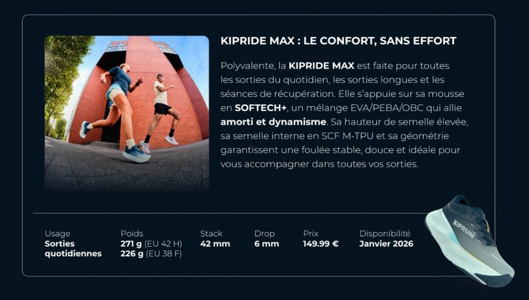 Kipsummit, Kipstorm et KipRide, leschaussures Kiprun 2026